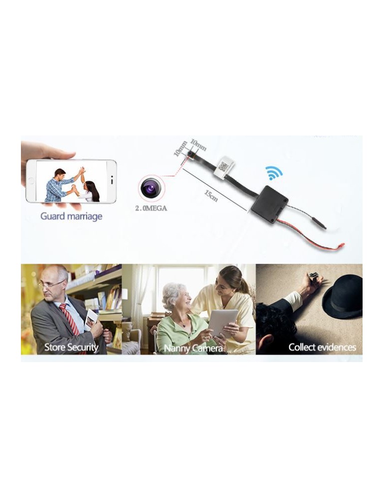 Module intégrable Camera IP espion HD 1080P P2P Wifi 2 Megapixels avec ...