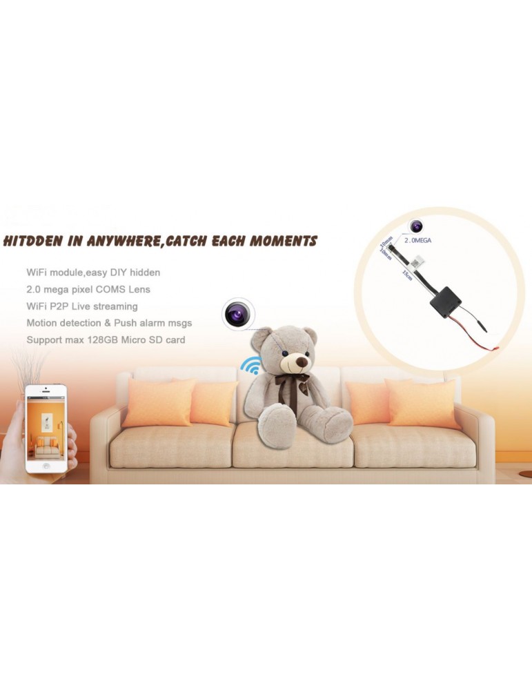Module intégrable Camera IP espion HD 1080P P2P Wifi 2 Megapixels avec ...